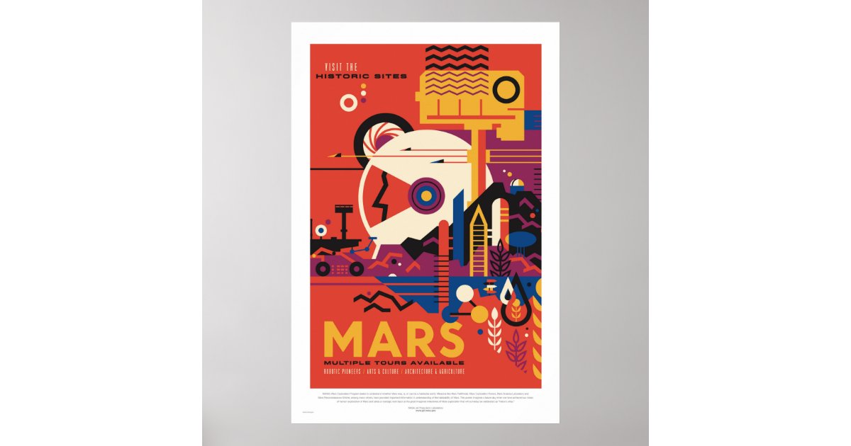 NASA - Retro Mars Tour Travel Poster | Zazzle