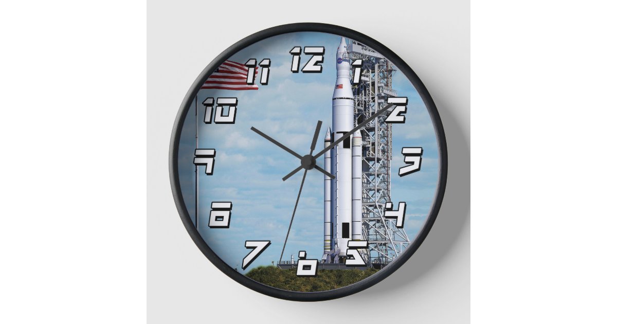 NASA SLS Space Launch System Rocket Launchpad Wall Clock | Zazzle