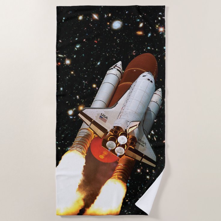 NASA Space Shuttle Atlantis Launch STS-45 Beach Towel | Zazzle