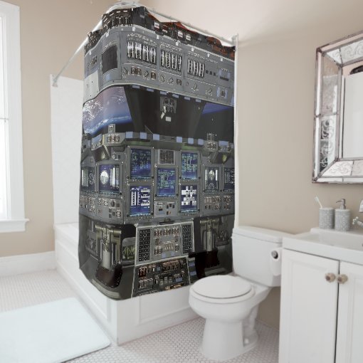 NASA Space Shuttle Cockpit Earth Orbit Window View Shower Curtain | Zazzle