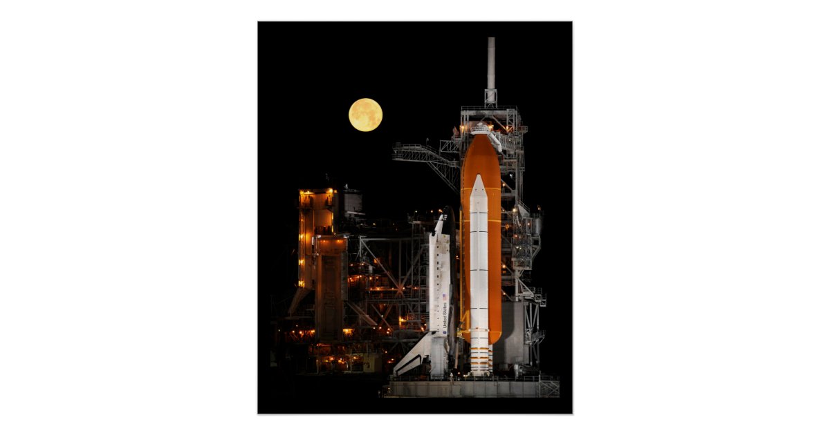 NASA Space Shuttle Launch At Night Poster | Zazzle