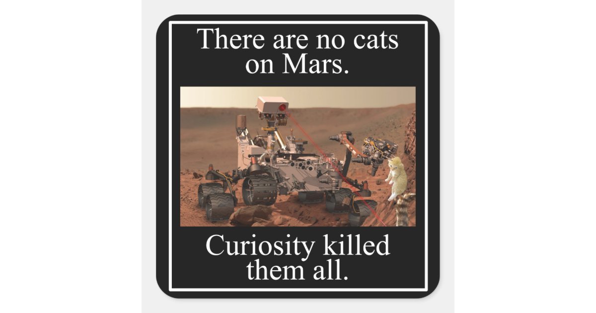 NASA's Curiosity Rover & No Cats On Mars Square Sticker | Zazzle