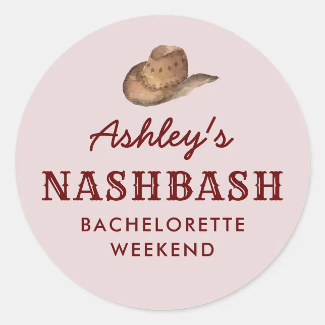 Nash Bash Nashville Bachelorette Party Weekend Classic Round Sticker ...