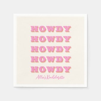 Nashville Bachelorette Howdy Pink Party Napkins | Zazzle