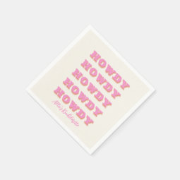 Nashville Bachelorette Howdy Pink Party Napkins | Zazzle