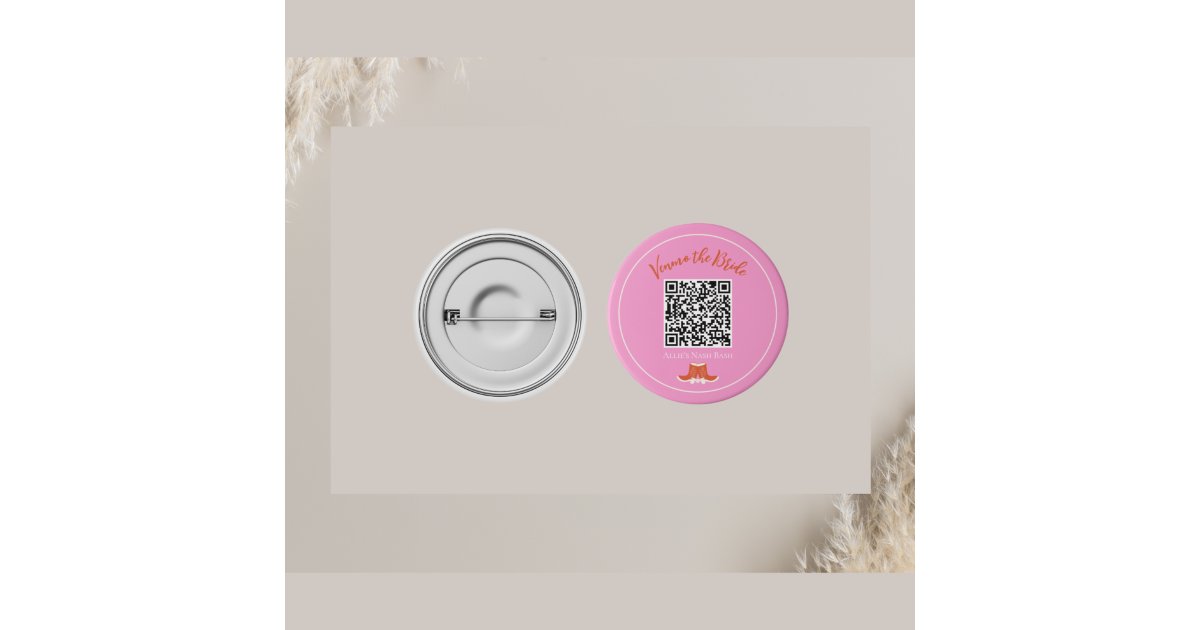 Nashville Bachelorette Party Pink Boot QR Code But Button | Zazzle