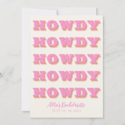 Nashville Bachelorette Party Pink Howdy Invite | Zazzle