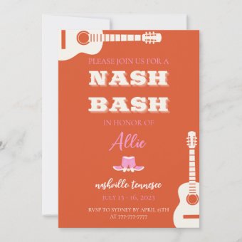 Nashville Bachelorette Party Pink Howdy Invite | Zazzle
