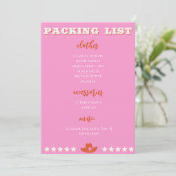 Nashville Bachelorette Pink Packing List Announcement | Zazzle