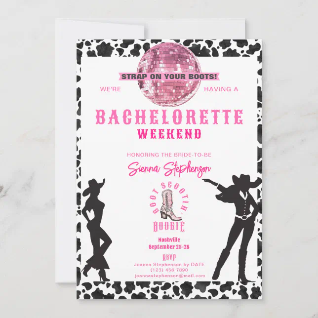 Nashville Cowgirl Disco Rodeo Bachelorette Weekend Invitation | Zazzle