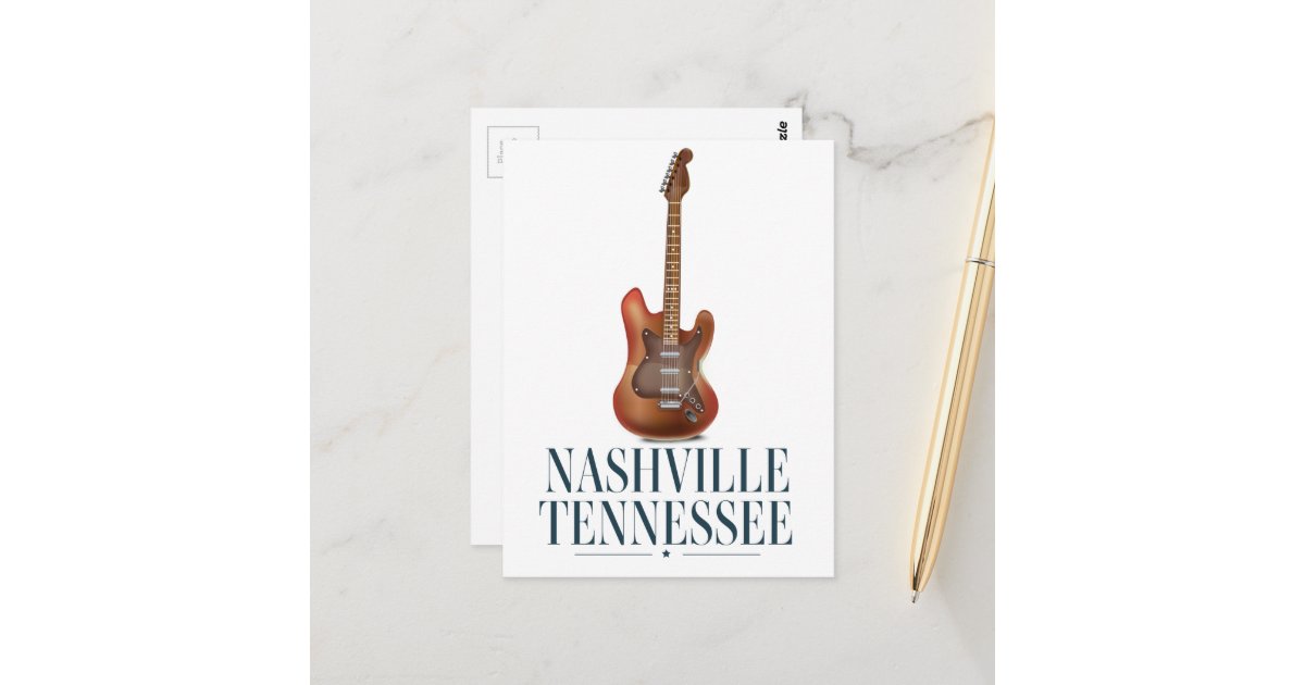 Nashville Tennessee Guitar travel poster Postcard | Zazzle