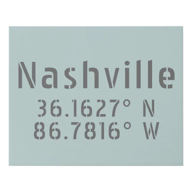 Nashville TN Latitude Longitude Faux Canvas Print | Zazzle