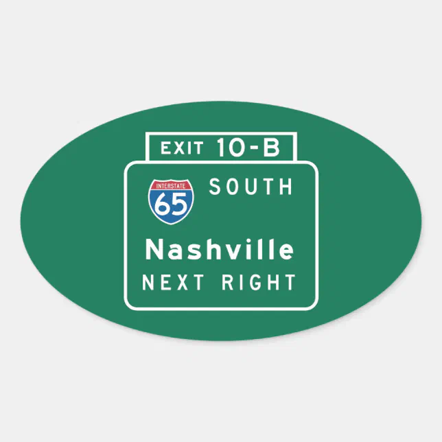 Nashville, TN Road Sign Oval Sticker | Zazzle