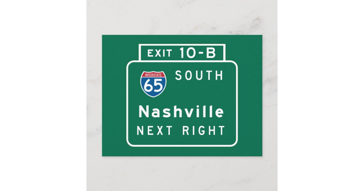 Nashville, TN Road Sign Postcard | Zazzle