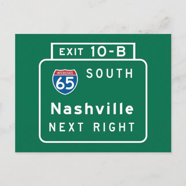 Nashville, TN Road Sign Postcard | Zazzle