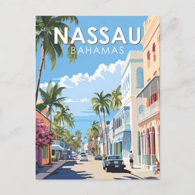 Nassau Bahamas Travel Art Vintage Postcard | Zazzle