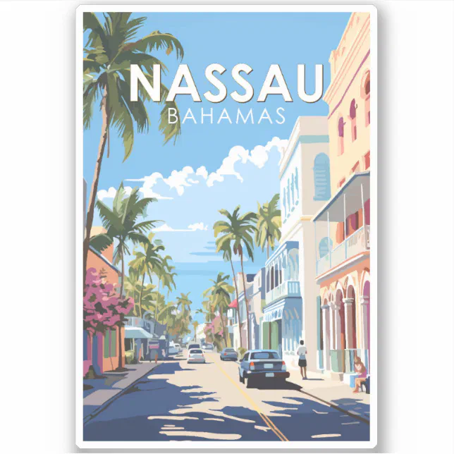 Nassau Bahamas Travel Art Vintage Sticker | Zazzle