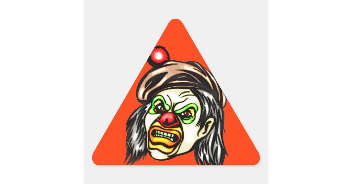 Nasty Evil Clown Triangle Sticker | Zazzle
