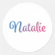 Natalie Stylish Cursive Classic Round Sticker | Zazzle