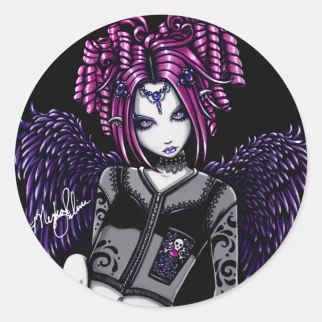 Natasha Pink Guardian Angel Stickers | Zazzle