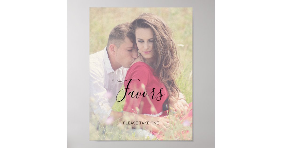 Natasha Rustic Script Favors Photo Wedding Sign | Zazzle