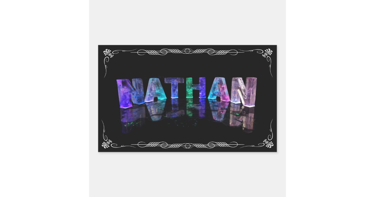 Nathan - The Name Nathan in 3D Lights (Photograph Rectangular Sticker ...