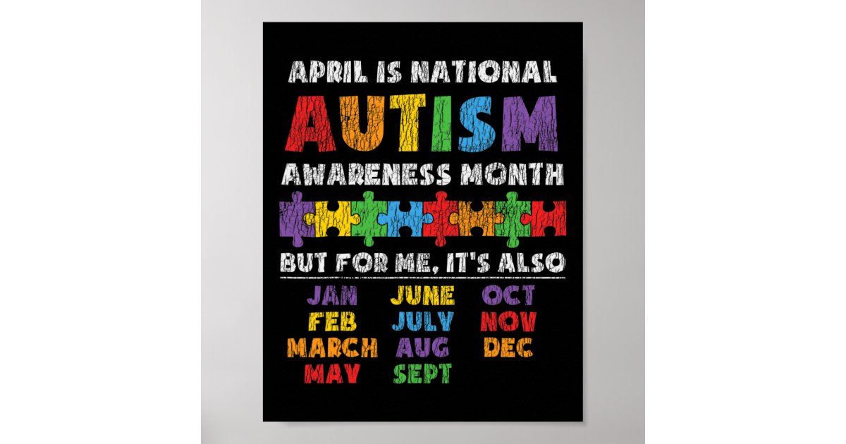 National Autism Awerness Month Autistic Kids Aware Poster | Zazzle