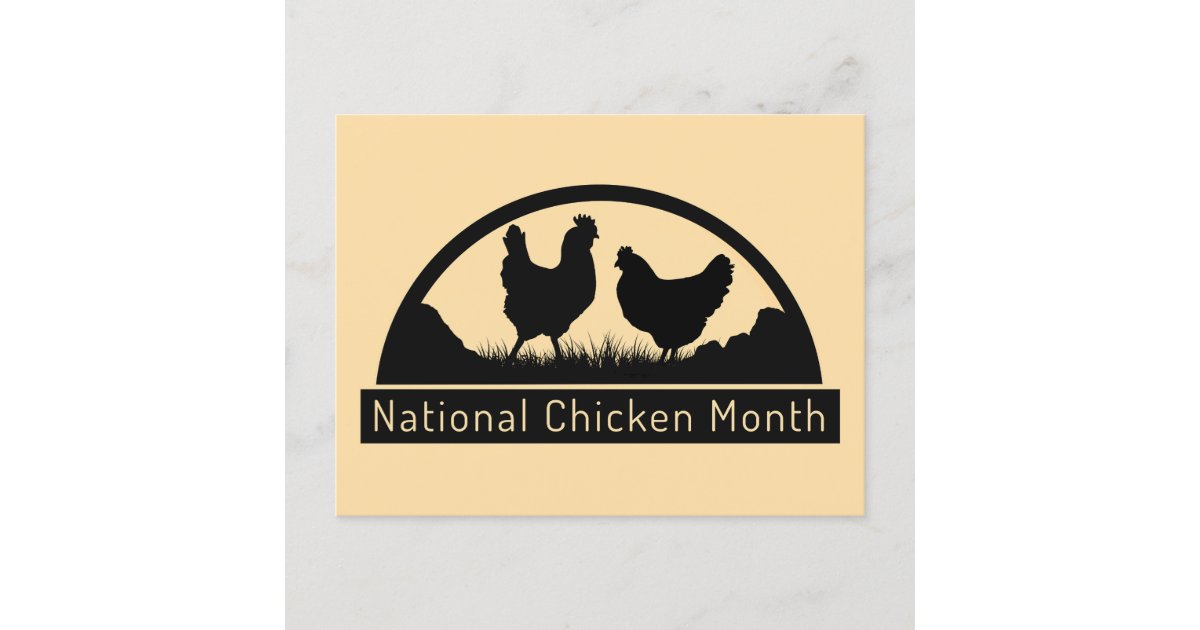 National Chicken Month, rooster and hen Postcard | Zazzle