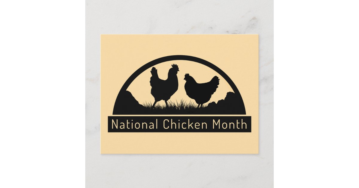 National Chicken Month, rooster and hen Postcard | Zazzle