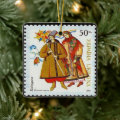 National Clothing of Ukraine ~ Christmas Stamp ~ Ceramic Ornament | Zazzle