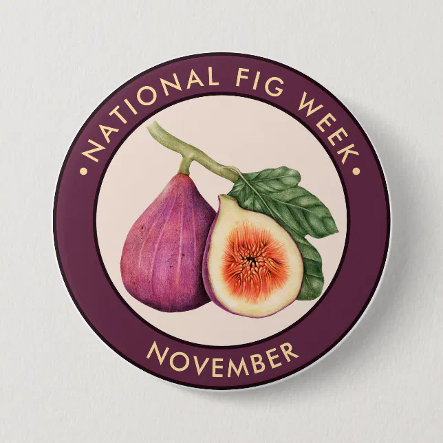 National Fig Week, vintage fig illustration Button | Zazzle