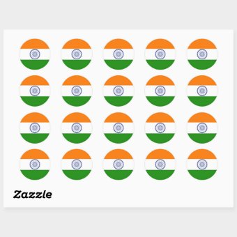 National Flag of India Ashoka Chakra Classic Round Sticker | Zazzle