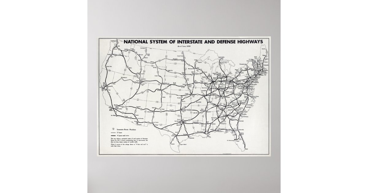 NATIONAL HIGHWAY MAP 1958 POSTER | Zazzle