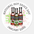 National Hot Sauce Day | January 22nd Classic Round Sticker | Zazzle