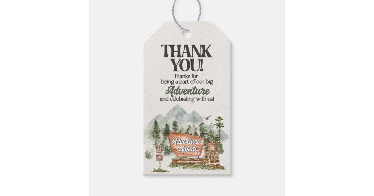National Park Adventure Awaits Favor Thank You Gift Tags | Zazzle