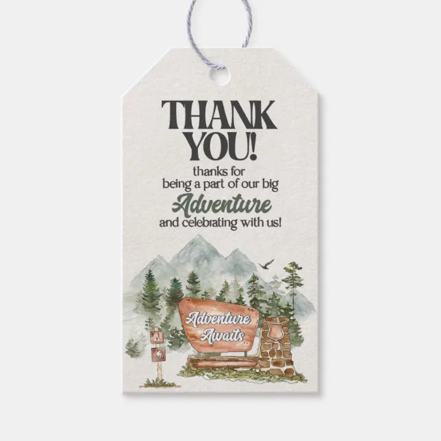 National Park Adventure Awaits Favor Thank You Gift Tags | Zazzle