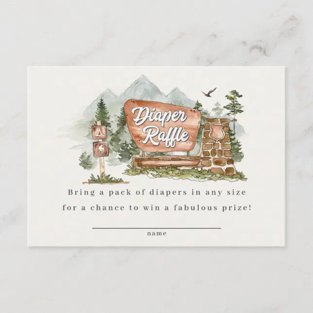 national park diaper raffle invitation insert | Zazzle