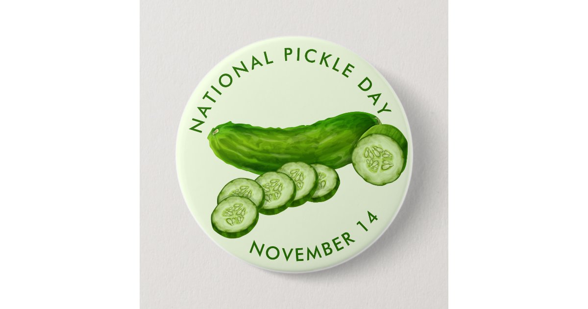 National Pickle Day, watercolor pickles Button | Zazzle