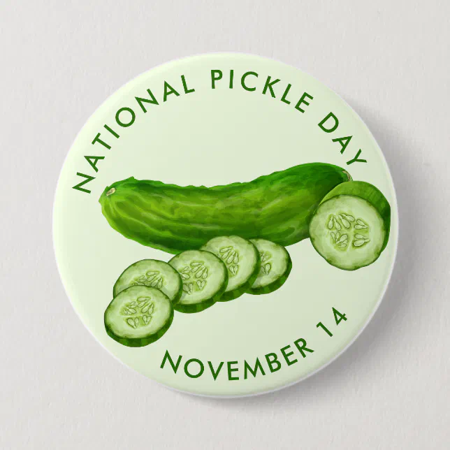 National Pickle Day, watercolor pickles Button | Zazzle