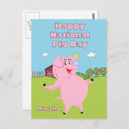 National Pig Day March 1st Postcard | Zazzle