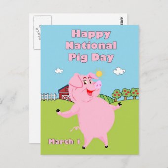 National Pig Day March 1st Postcard | Zazzle