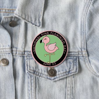 National Pink Flamingo Day, cute cartoon flamingo Button | Zazzle