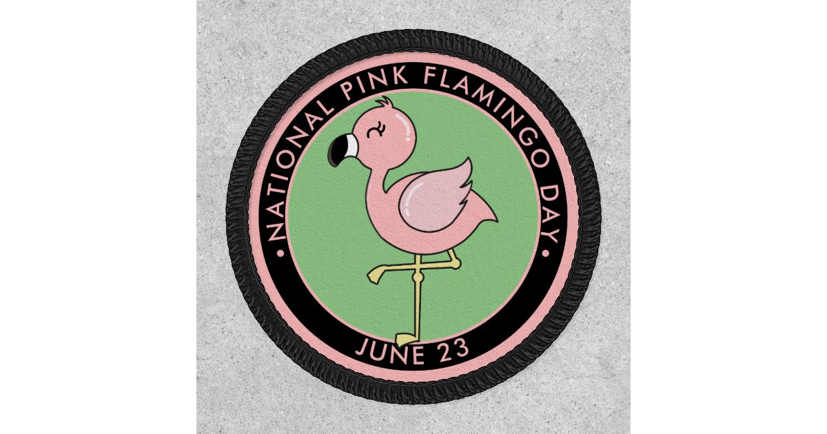 National Pink Flamingo Day, cute cartoon flamingo Patch | Zazzle
