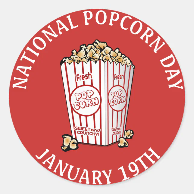 National Popcorn Day January 19th Stickers | Zazzle