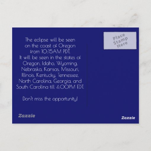 National Total Solar Eclipse Postcard | Zazzle