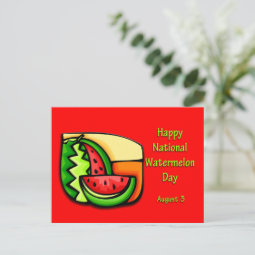 National Watermelon Day August 3 Postcard | Zazzle