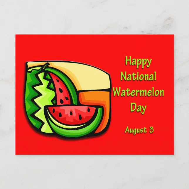 National Watermelon Day August 3 Postcard | Zazzle