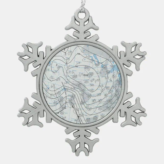 National Weather Map Snowflake Pewter Christmas Ornament | Zazzle