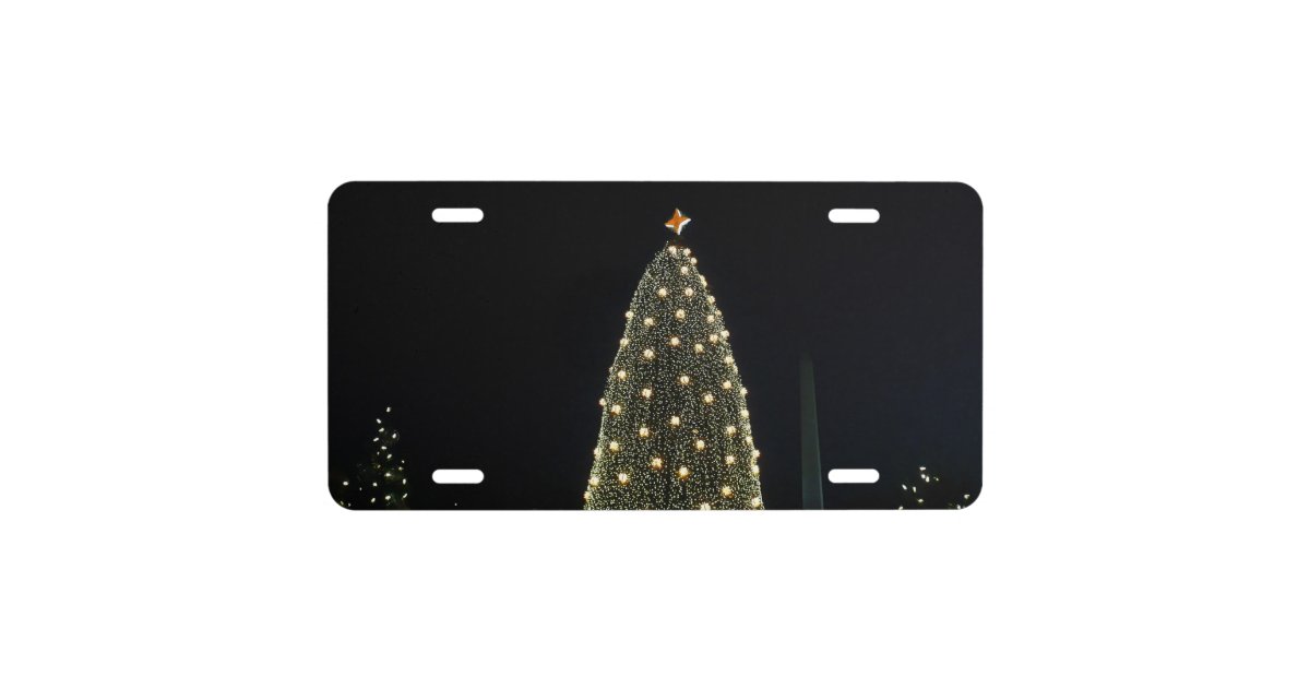 National Xmas Tree & Washington Monument at Night License Plate | Zazzle
