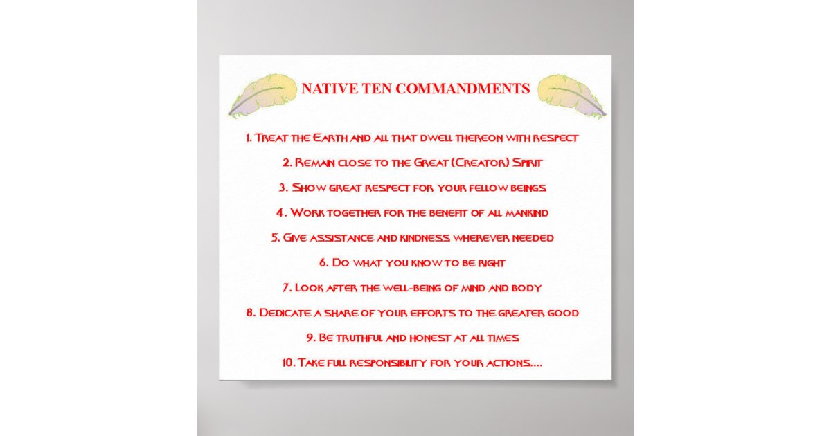 Native 10 Commandments Poster | Zazzle